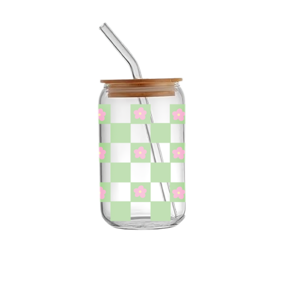 Checkered flower - Glass sipper – Colourcharades